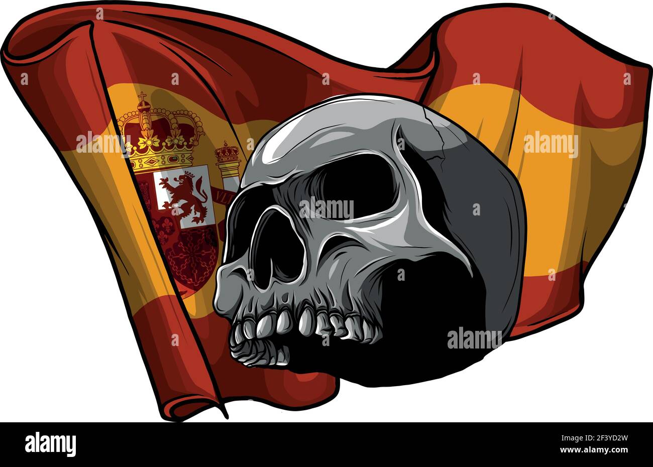 human skull with spain flag vector illustration Stock Vector Image ...
