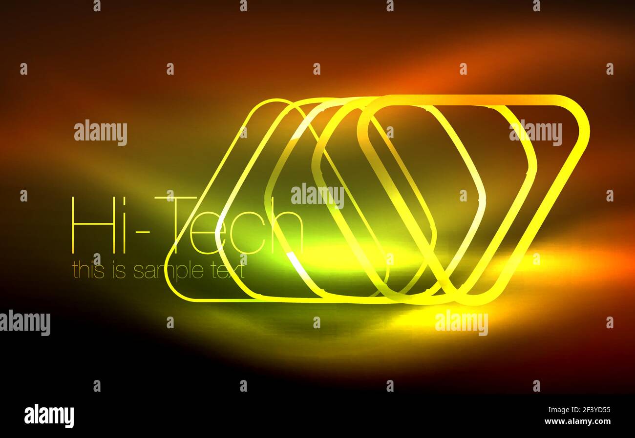 Glowing vector triangle geometric shapes in dark space. Glowing vector ...