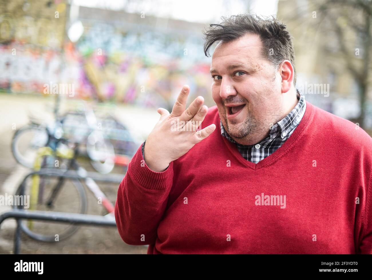 Berlin, Germany. 18th Mar, 2021. Comedian Daniel-Ryan Spaulding looks ...