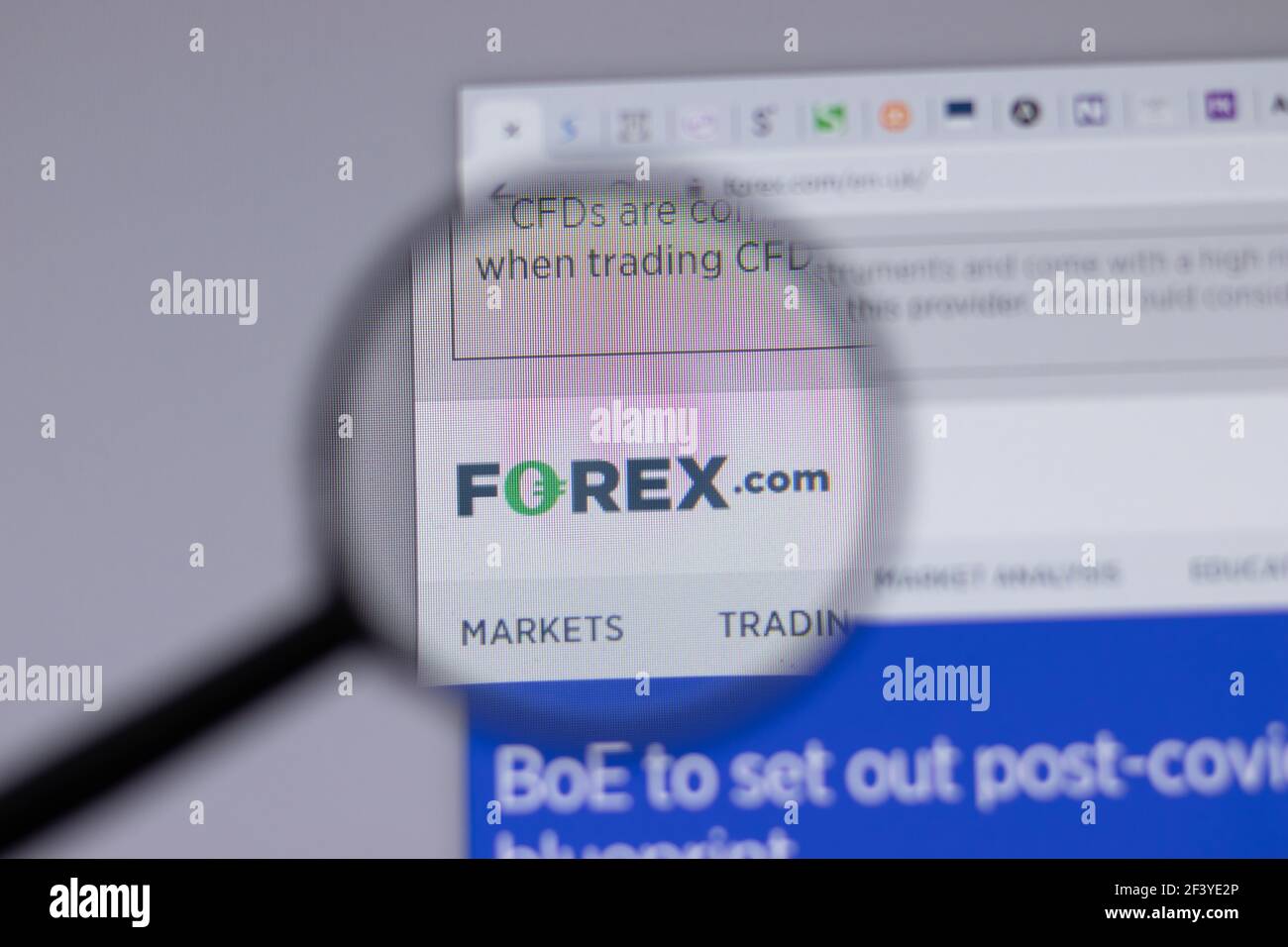 New York, USA - 18 March 2021: Forex company logo icon on website ...