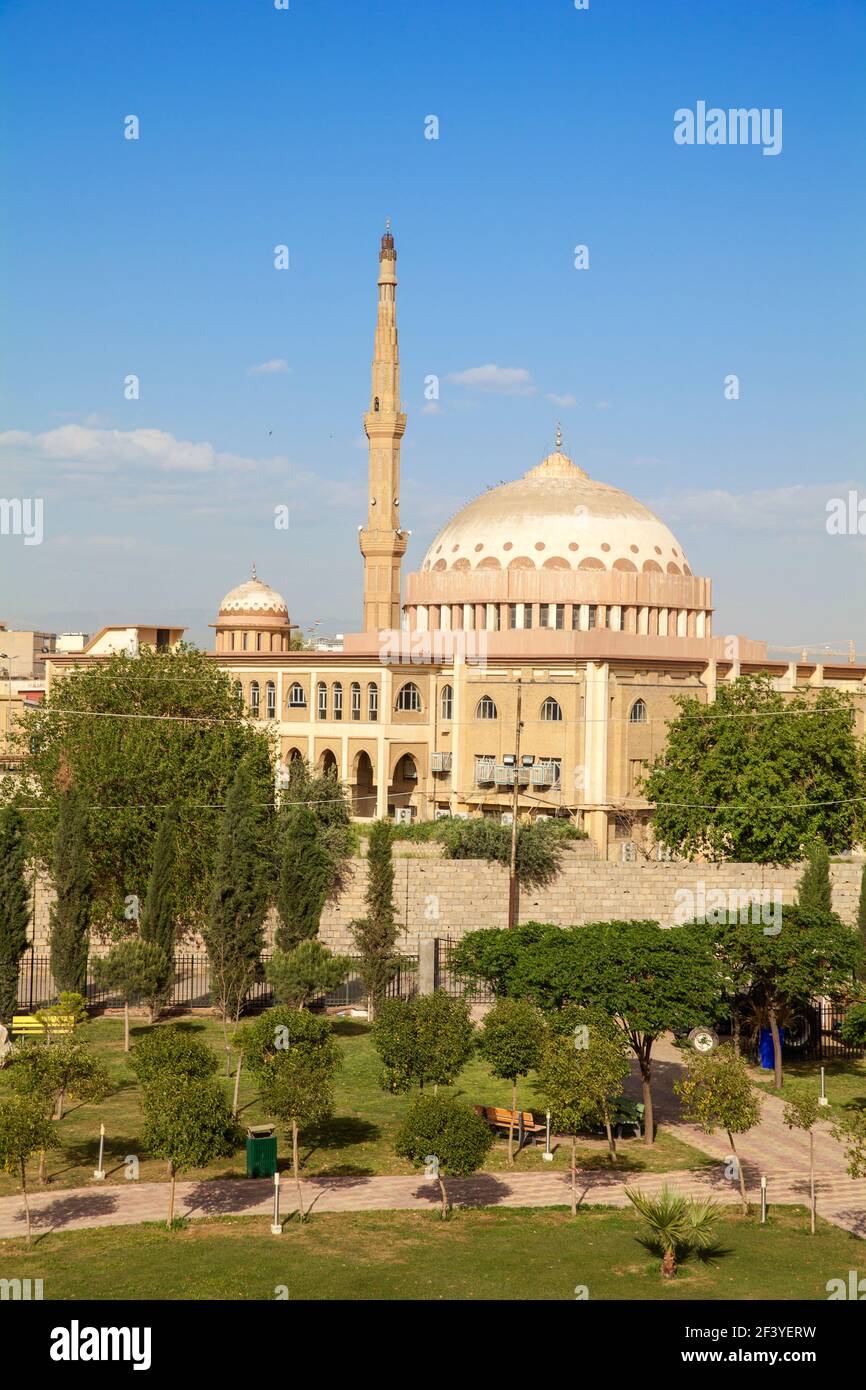 Iraq, Kurdistan, Erbil, Shanidar Park and Al Sawaf mosque Stock Photo ...