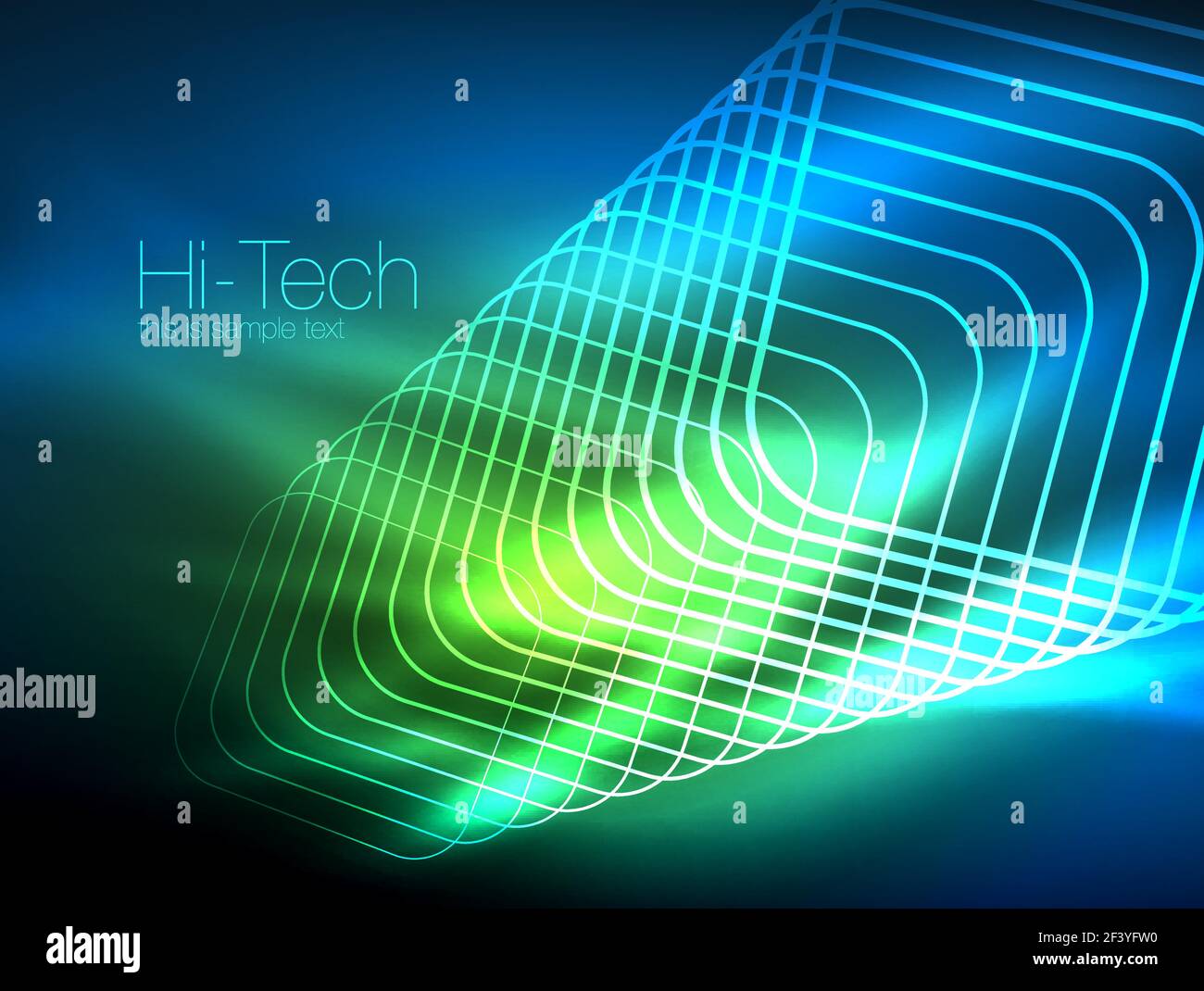 Neon glowing outline squares in dark. Neon glowing outline squares in ...