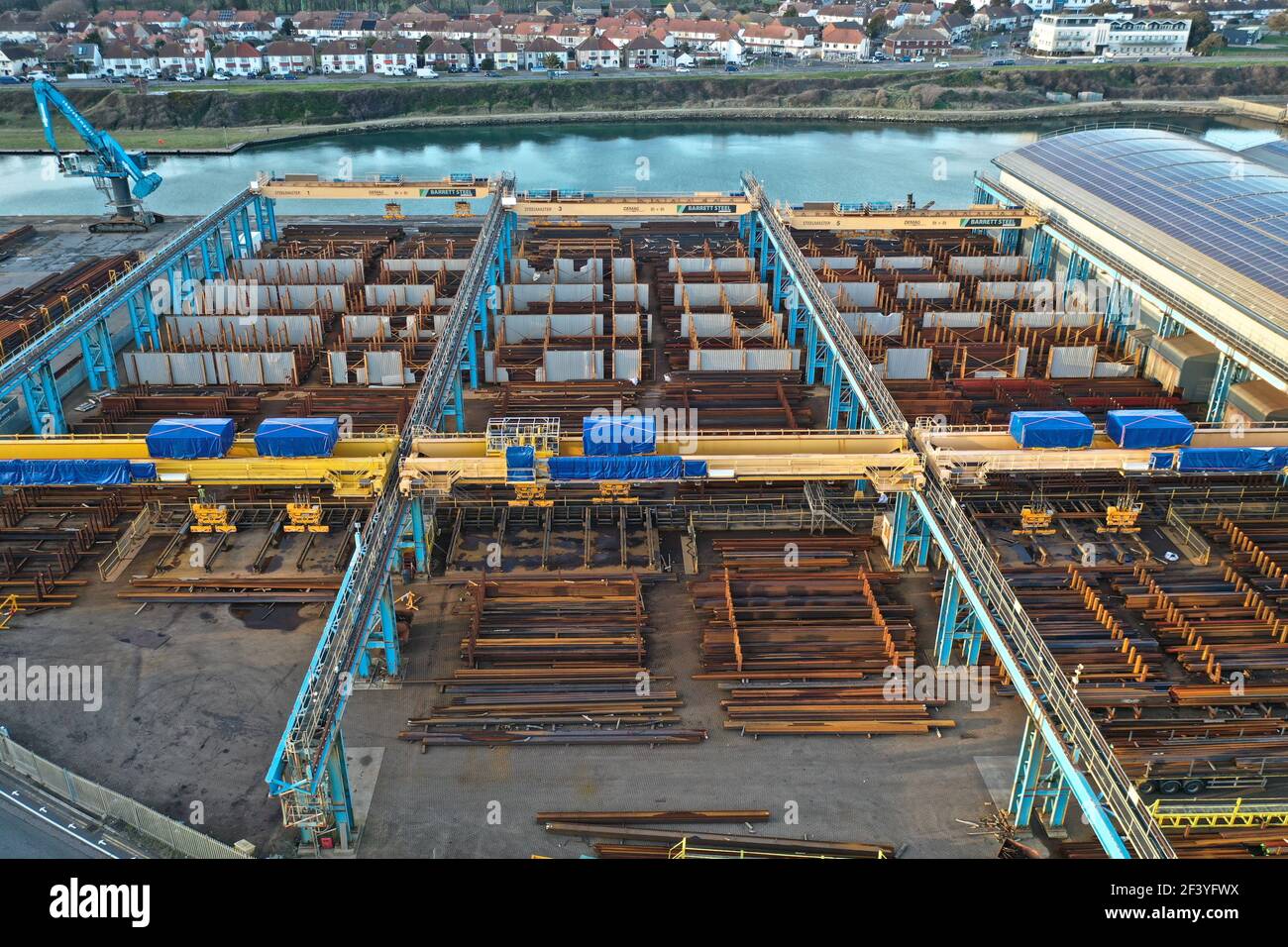 Aerial view of Shoreham Docks, Industrial area in Brighton and Hove ...