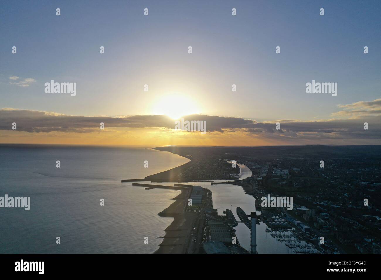 Aerial view of Shoreham Docks, Industrial area in Brighton and Hove ...