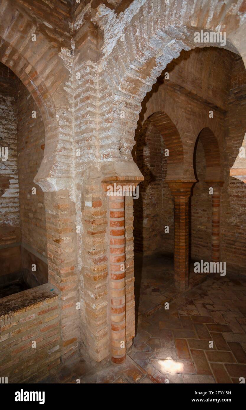 Interior brickwork and arches of the ancient Mosque Baths, used as a ...