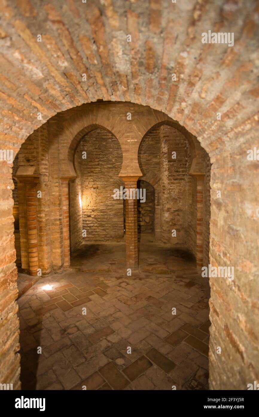 Interior brickwork and arches of the ancient Mosque Baths, used as a ...