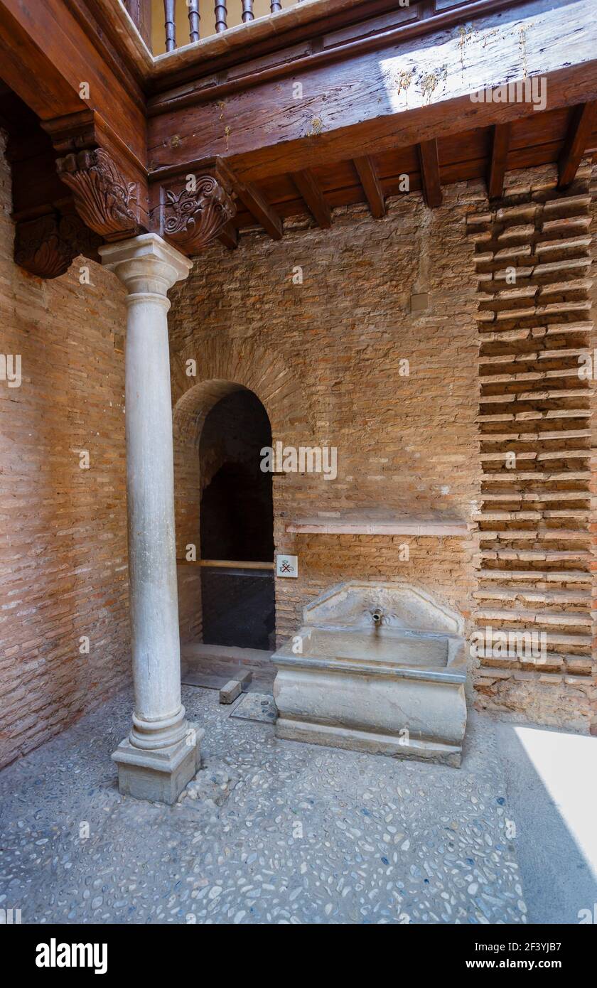 Stone basin at the ancient Mosque Baths, used as a steam bath (hamman ...