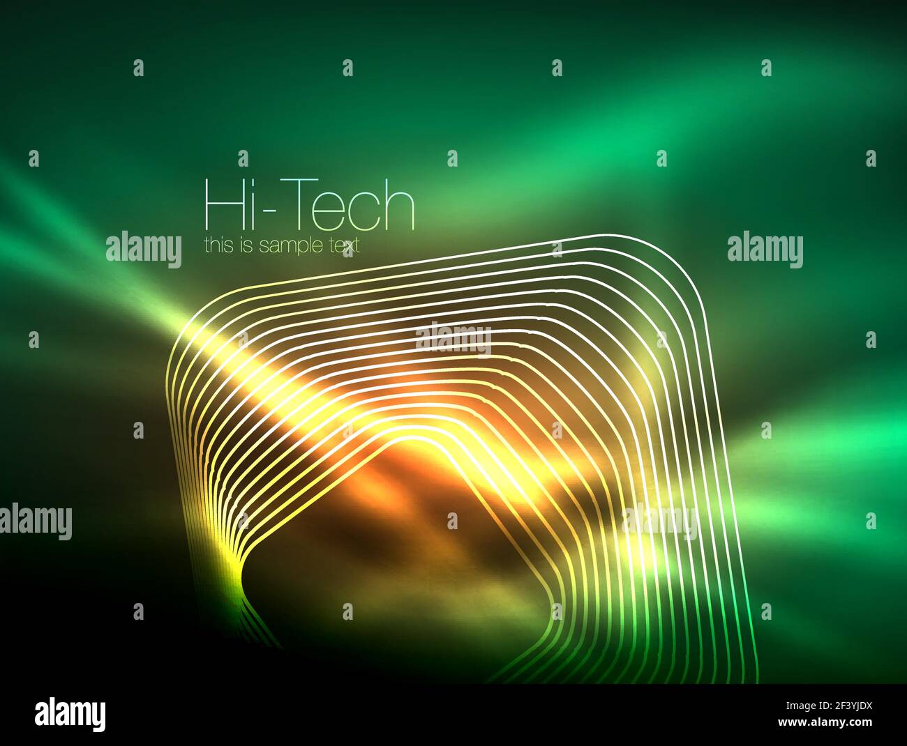 Neon glowing outline squares in dark. Neon glowing outline squares in ...