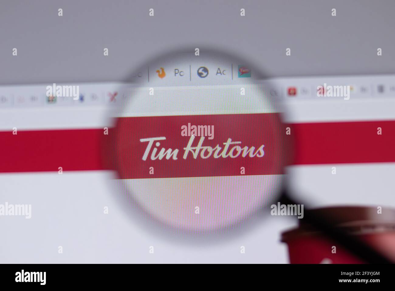New York, USA - 18 March 2021: Tim Hortons company logo icon on website ...