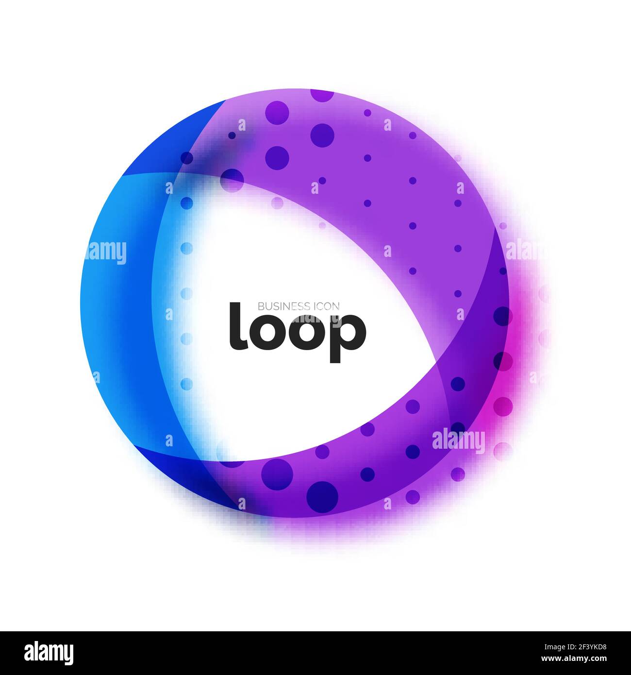 Loop circle business icon, created with glass transparent color shapes ...