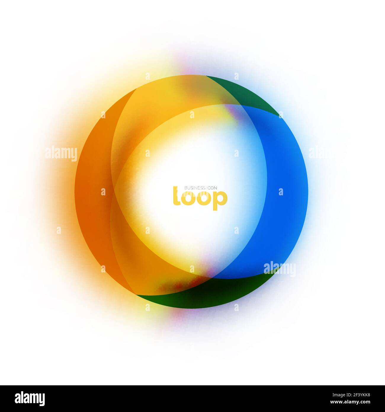 Loop circle business icon, created with glass transparent color shapes ...