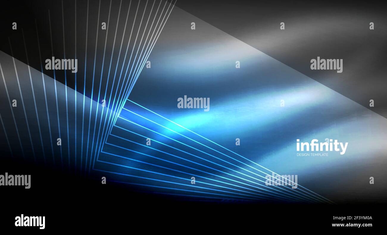 Shiny straight lines on dark background, techno digital modern template ...