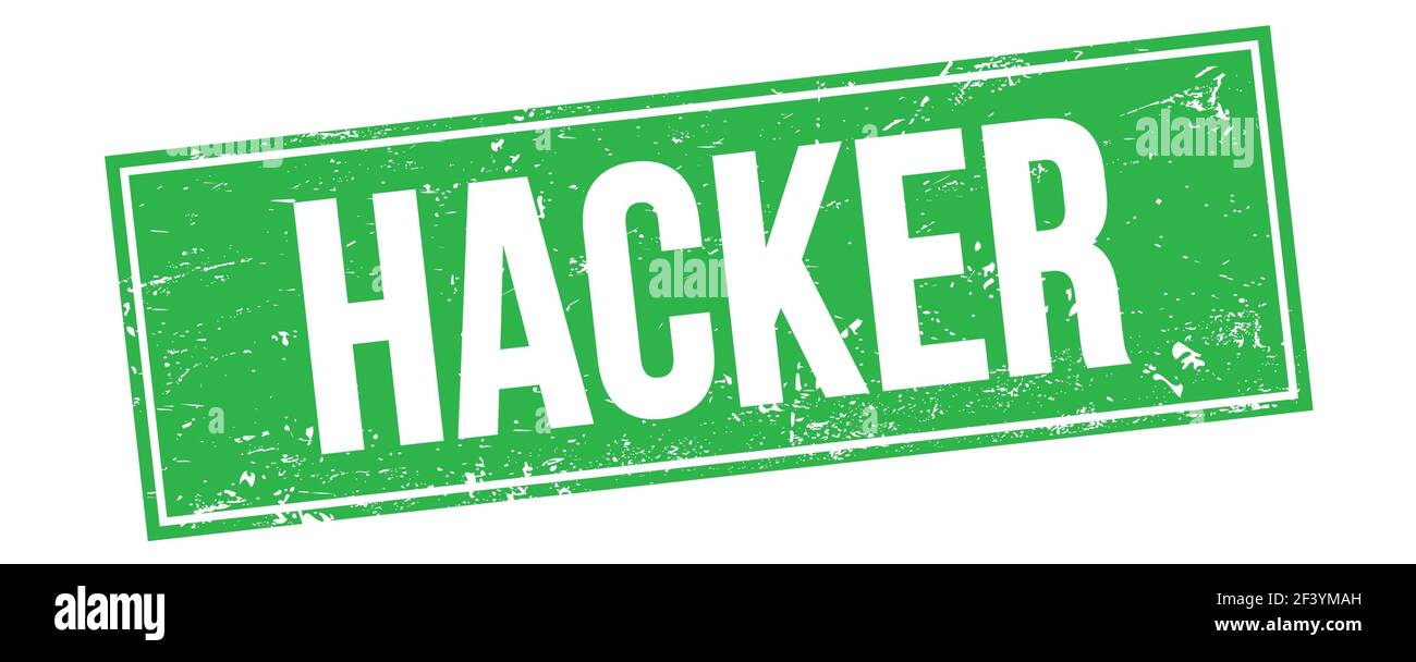 HACKER text on green grungy rectangle stamp sign Stock Photo - Alamy