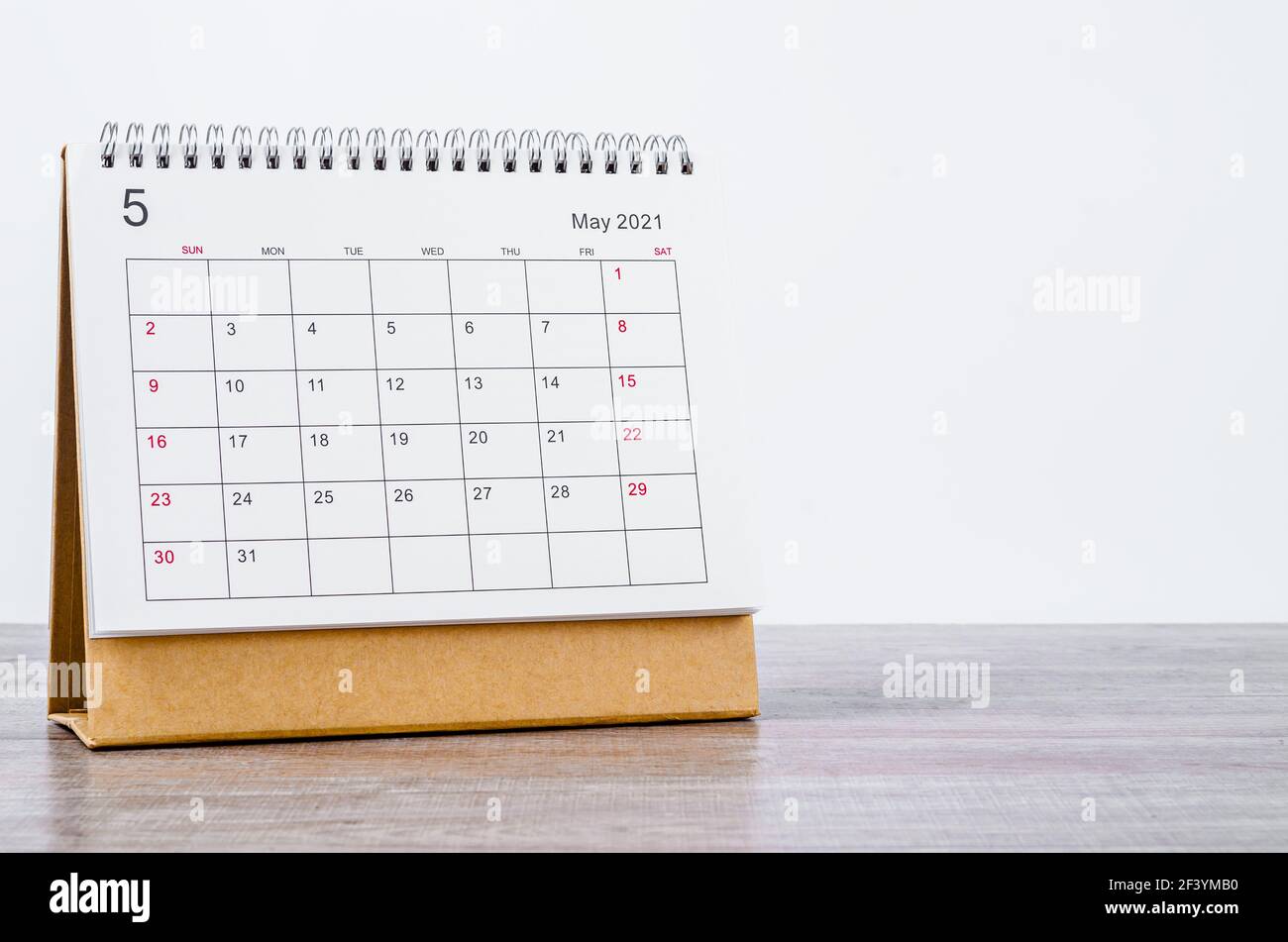 May Calendar 2021 on wooden table background Stock Photo - Alamy