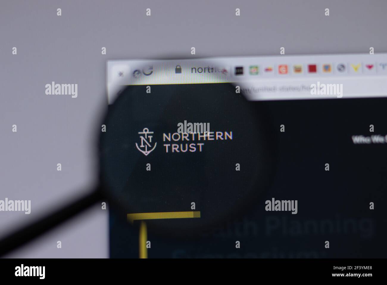 New York, USA - 18 March 2021: Northern Trust company logo icon on ...