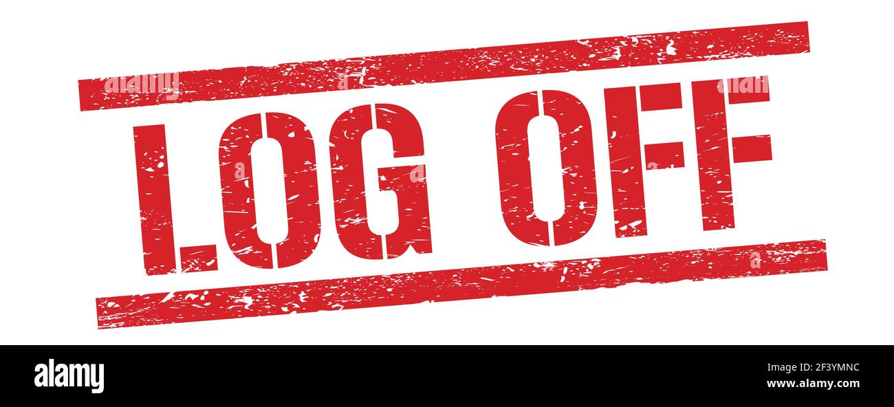 LOG OFF text on red grungy rectangle stamp sign Stock Photo - Alamy