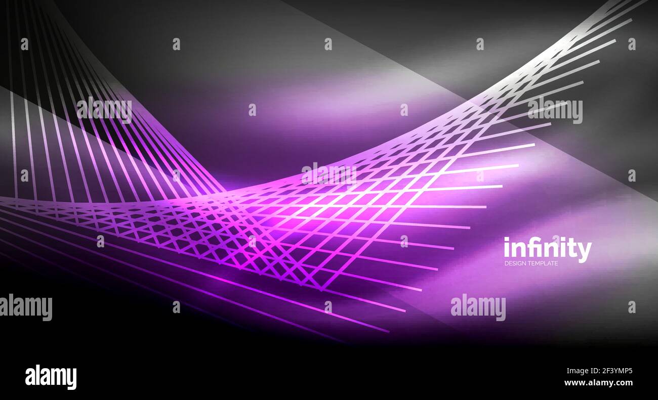 Shiny straight lines on dark background, techno digital modern template ...