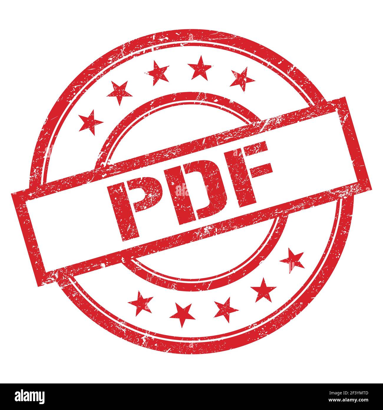 PDF text written on red round vintage rubber stamp Stock Photo - Alamy