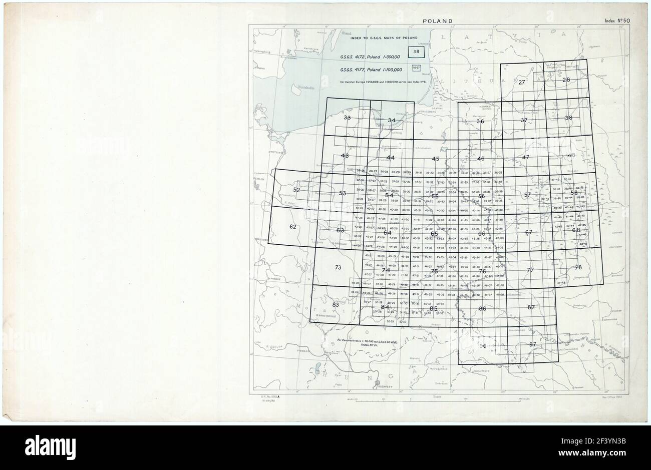 Poland sheet index map 1945 hi-res stock photography and images - Alamy