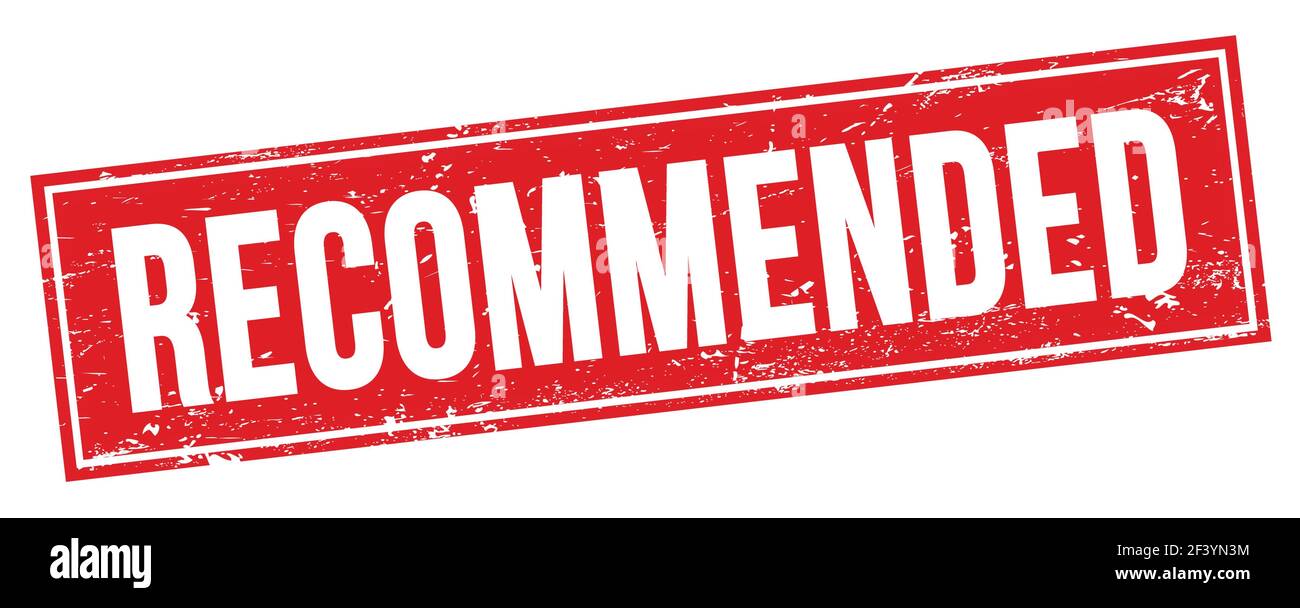 RECOMMENDED text on red grungy rectangle stamp sign Stock Photo - Alamy