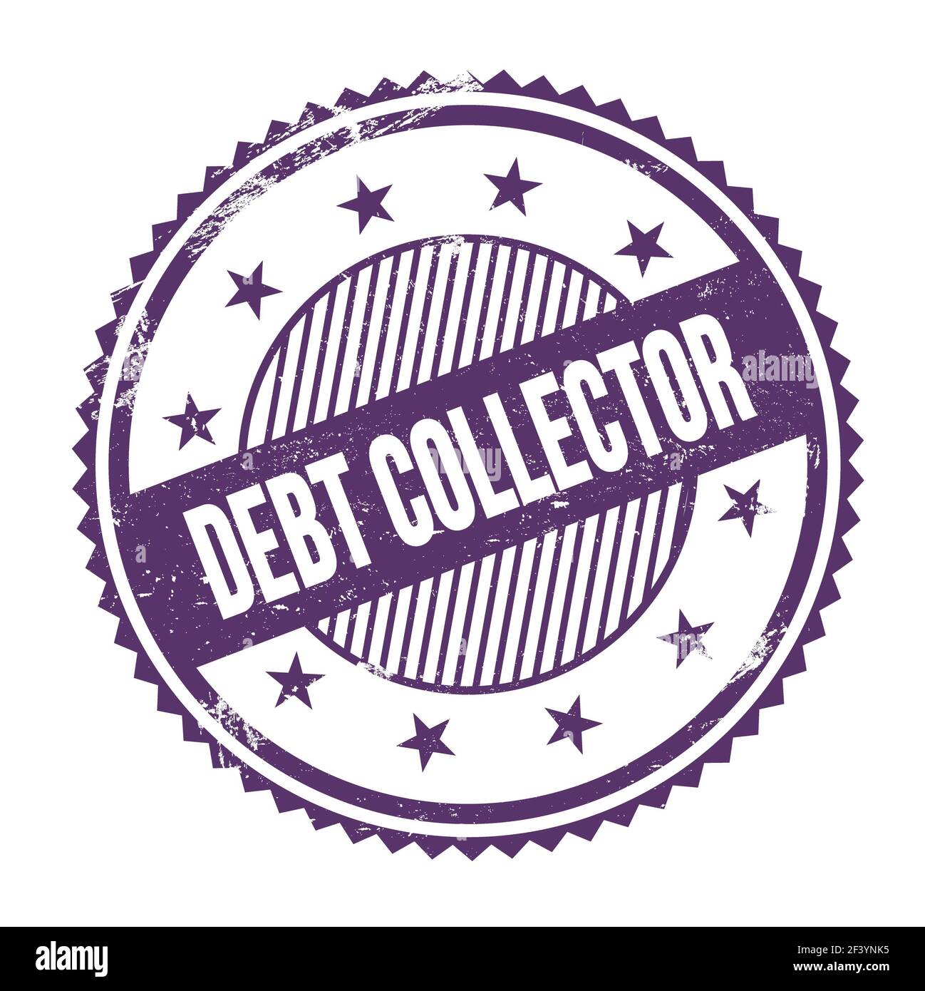 DEBT COLLECTOR text written on purple indigo grungy zig zag borders ...