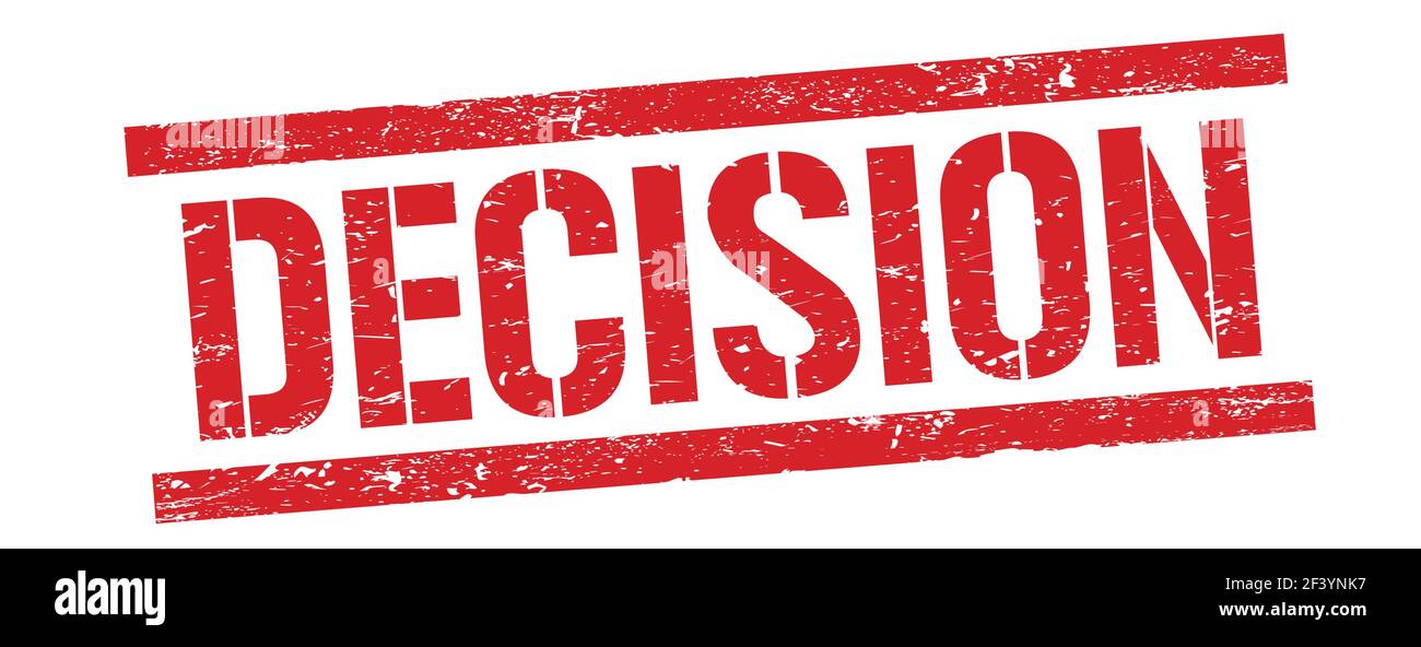 DECISION text on red grungy rectangle stamp sign Stock Photo - Alamy