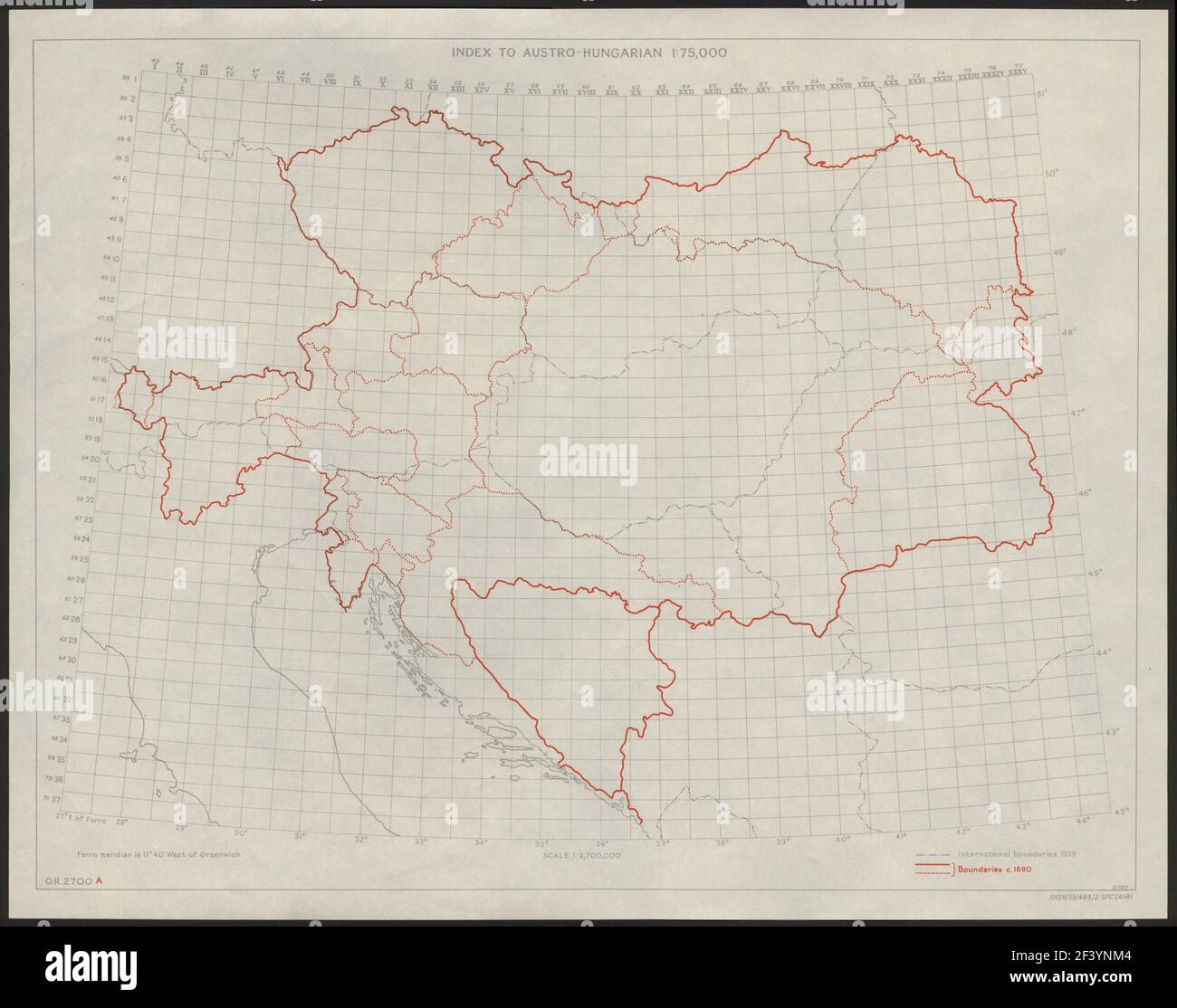 AUSTRO-HUNGARIAN MAP 1959 Stock Photo - Alamy
