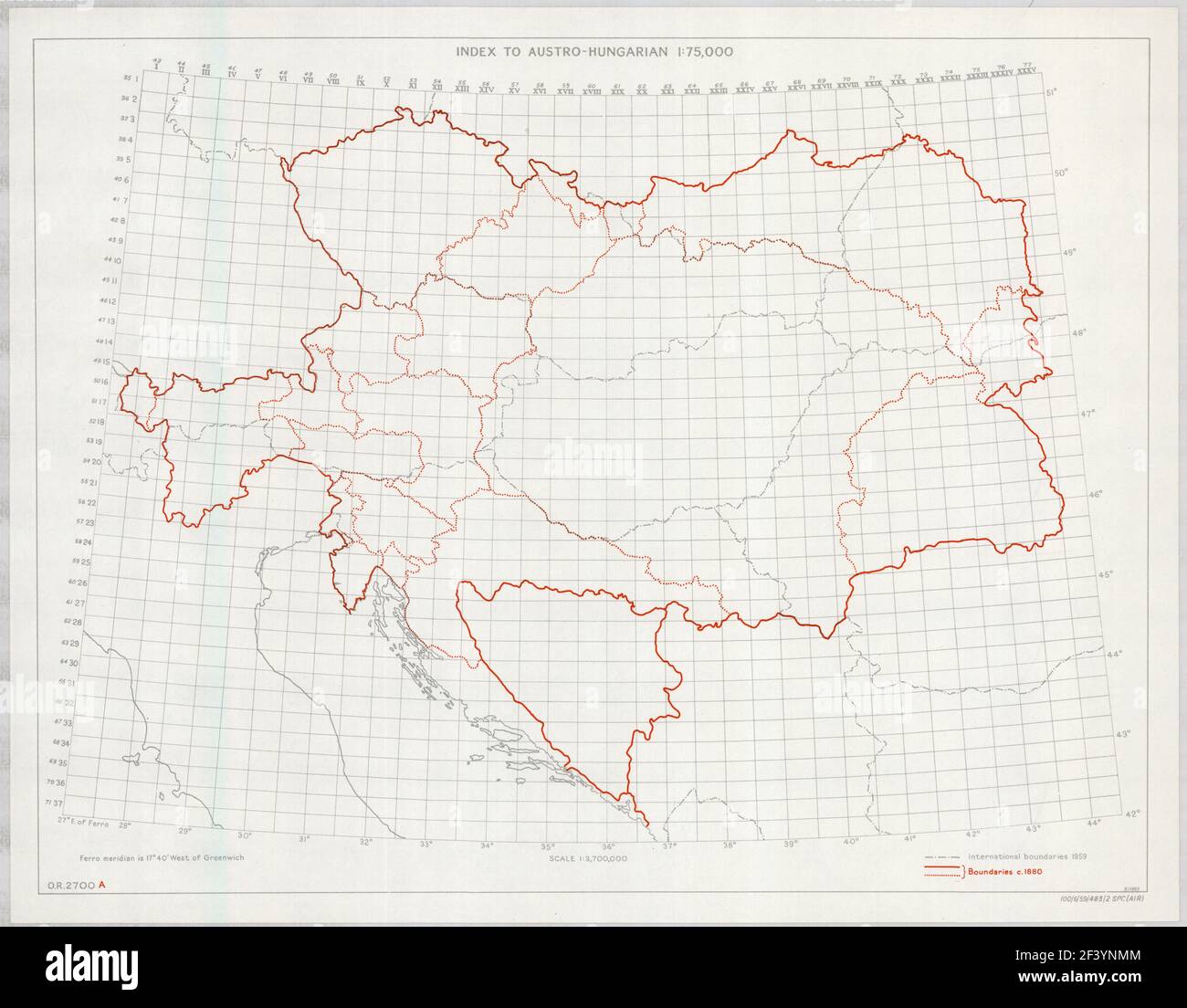 AUSTRO-HUNGARIAN MAP 1959 Stock Photo - Alamy
