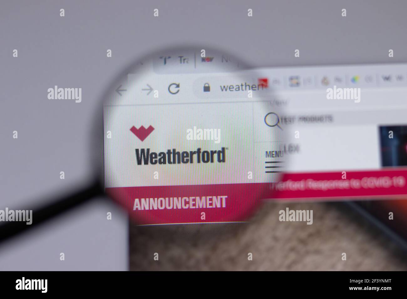 New York, USA - 18 March 2021: Weatherford International company logo ...