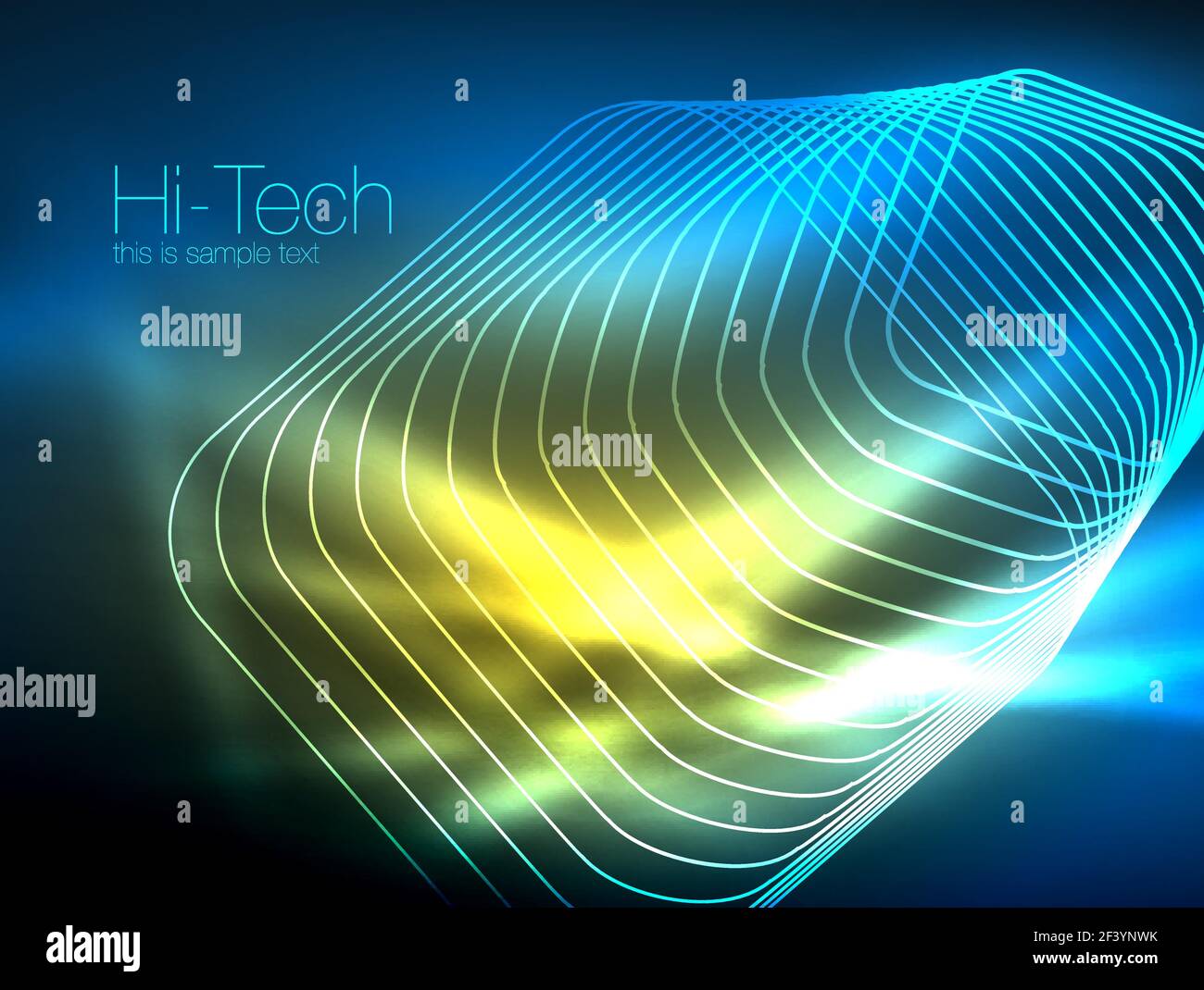 Neon glowing outline squares in dark. Neon glowing outline squares in ...