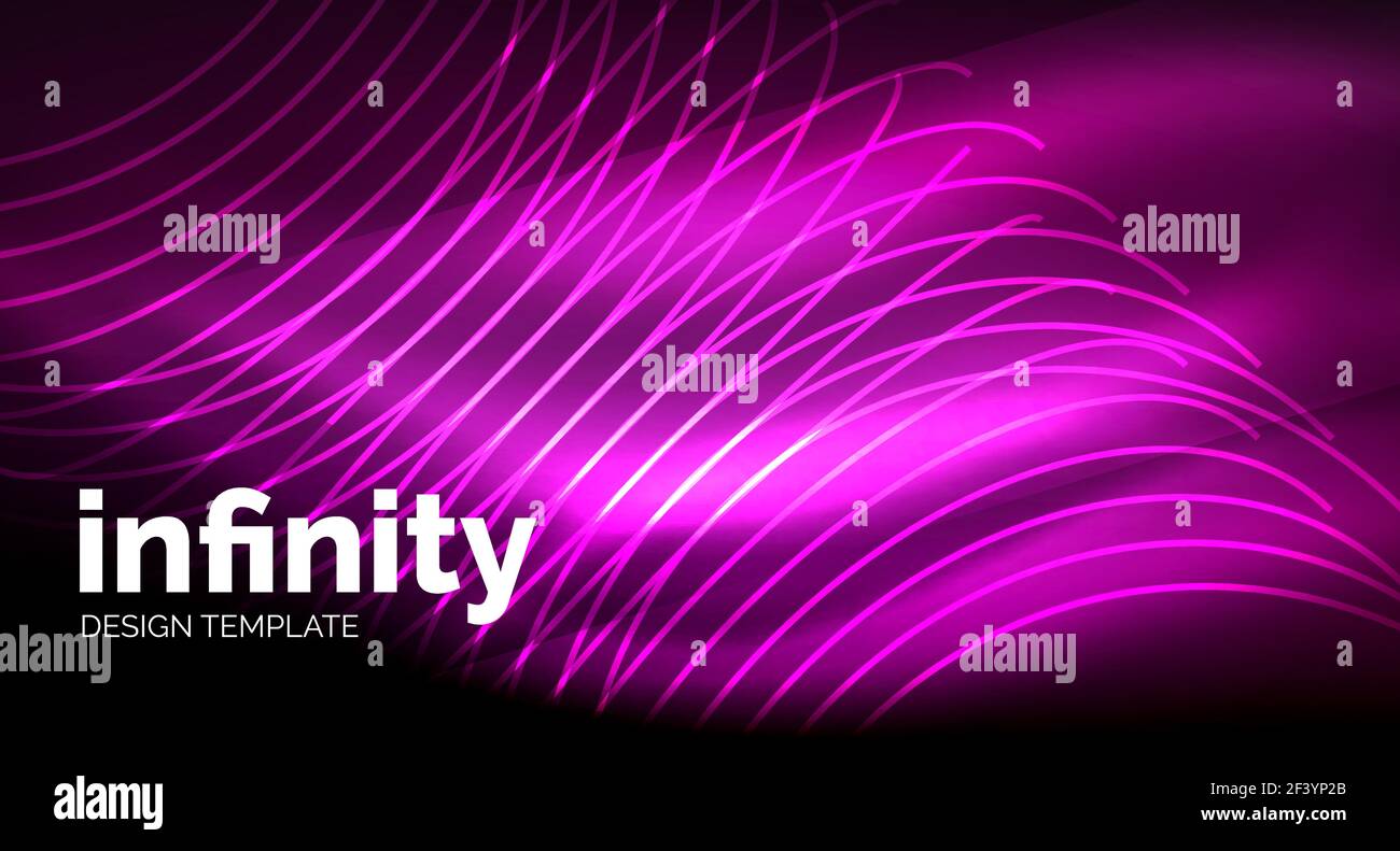 Abstract wave on dark background, shiny glowing neon digital background ...