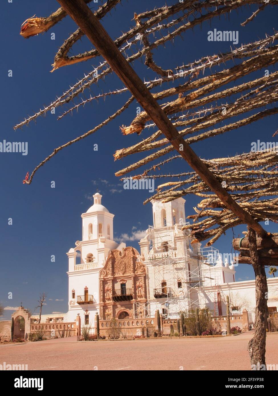 San Xavier del Bac mission outside Tucson, Arizona represents the ...
