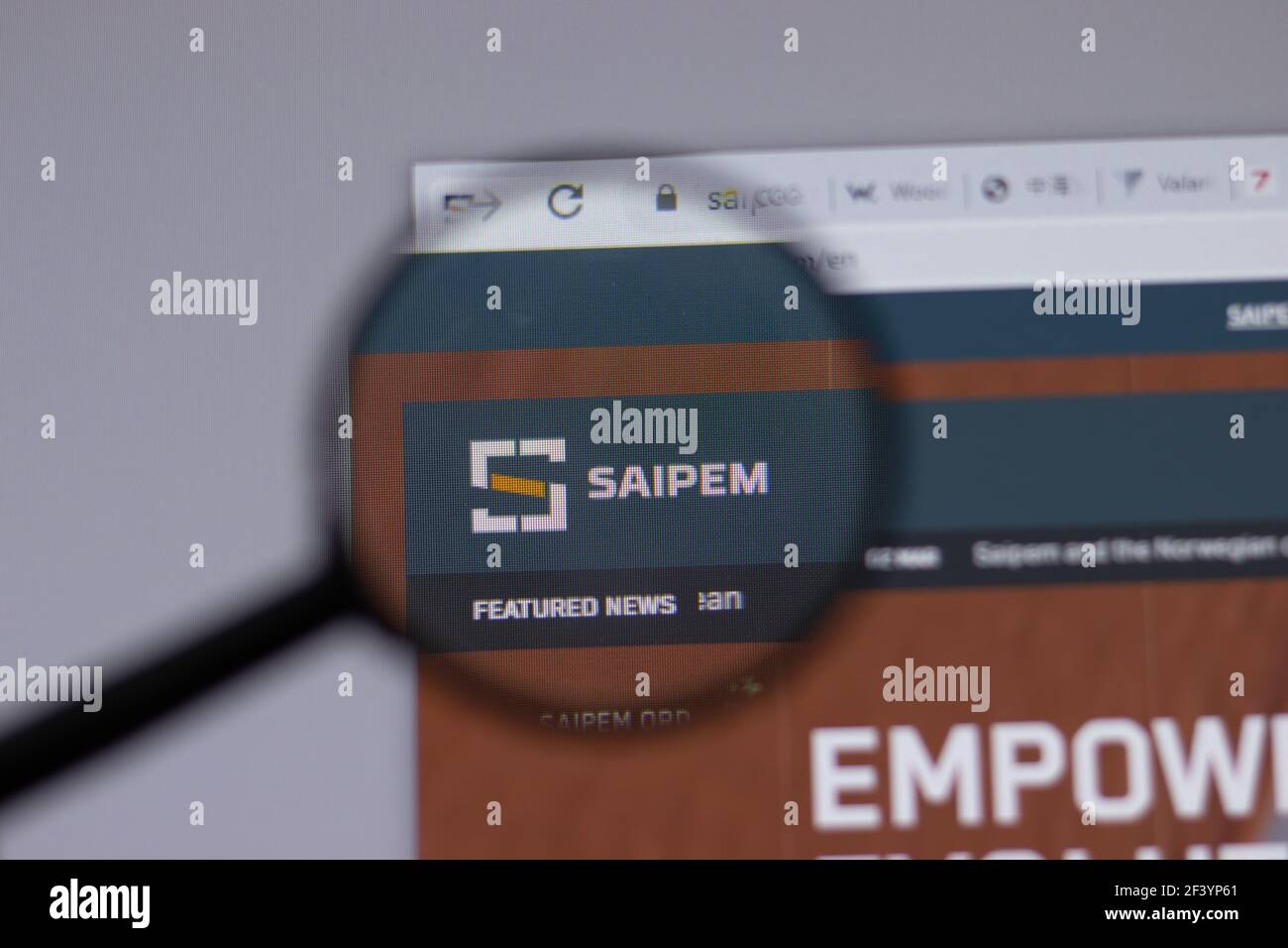 New York, USA - 18 March 2021: Saipem company logo icon on website ...