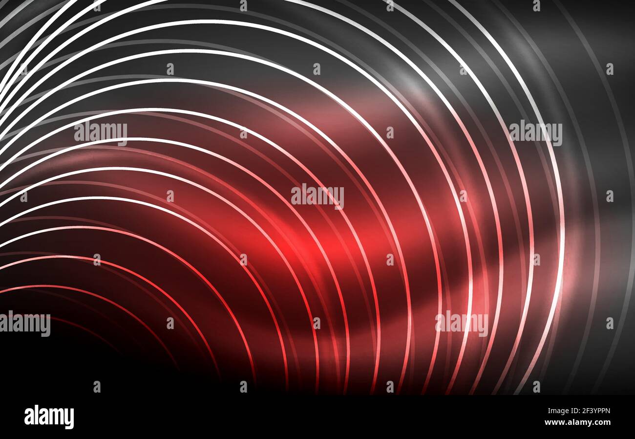 Circular glowing neon shapes, techno background. Abstract shiny ...