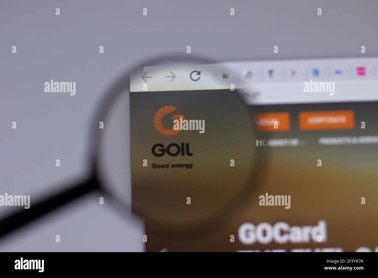 New York, USA - 18 March 2021: Ghana Oil Company GOIL company logo icon ...