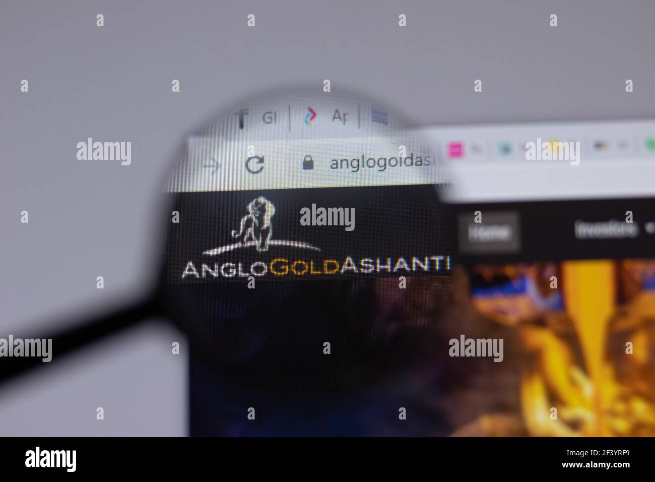 New York, USA - 18 March 2021: AngloGold Ashanti company logo icon on ...