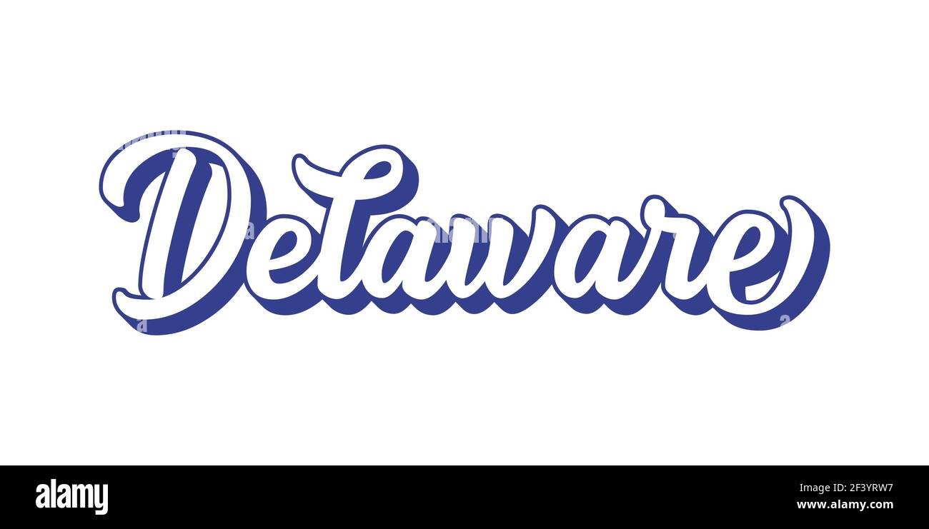 Hand sketched DELAWARE text. 3D vintage, retro lettering for poster ...