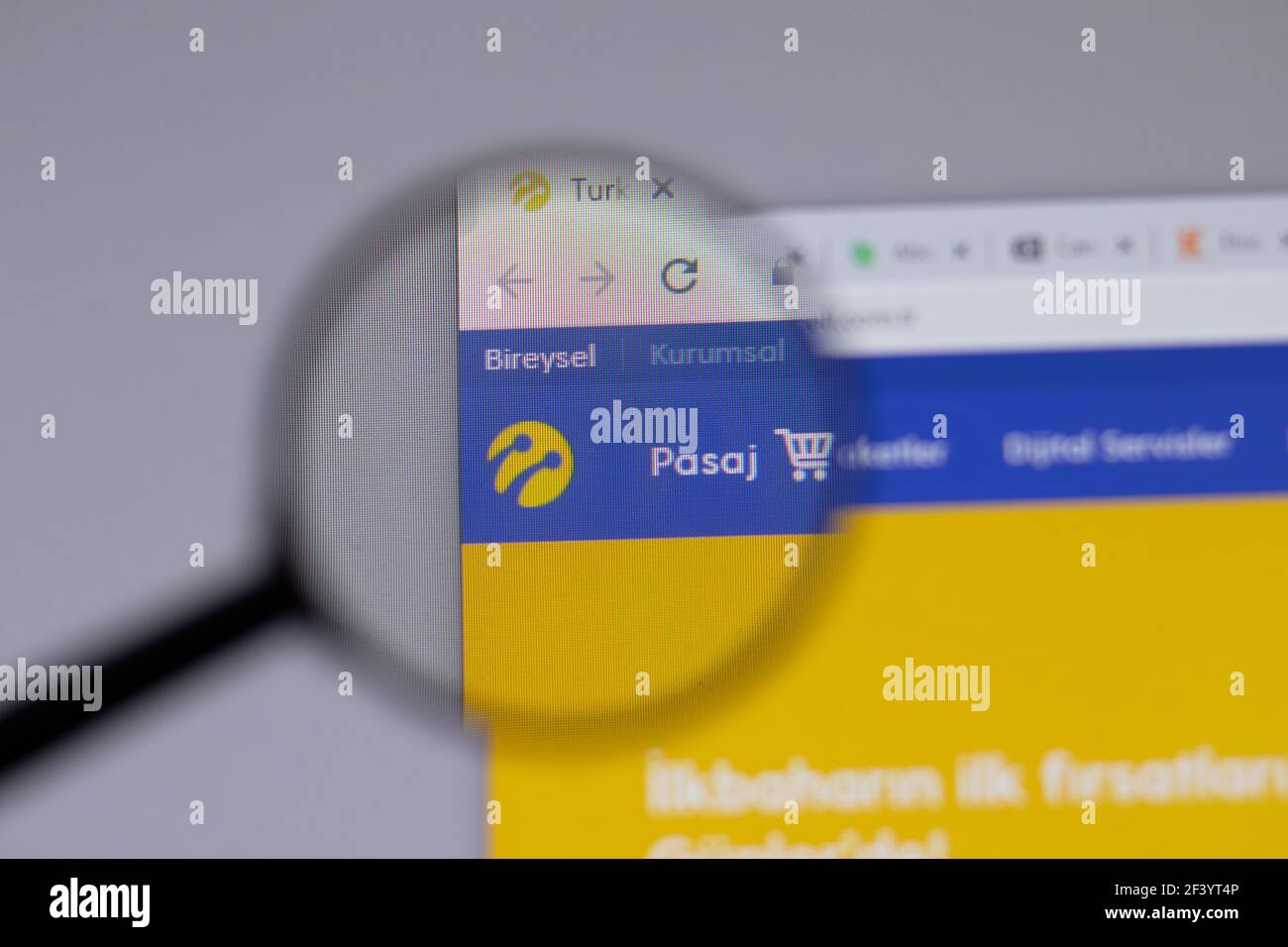 New York, USA - 18 March 2021: Turkcell company logo icon on website ...