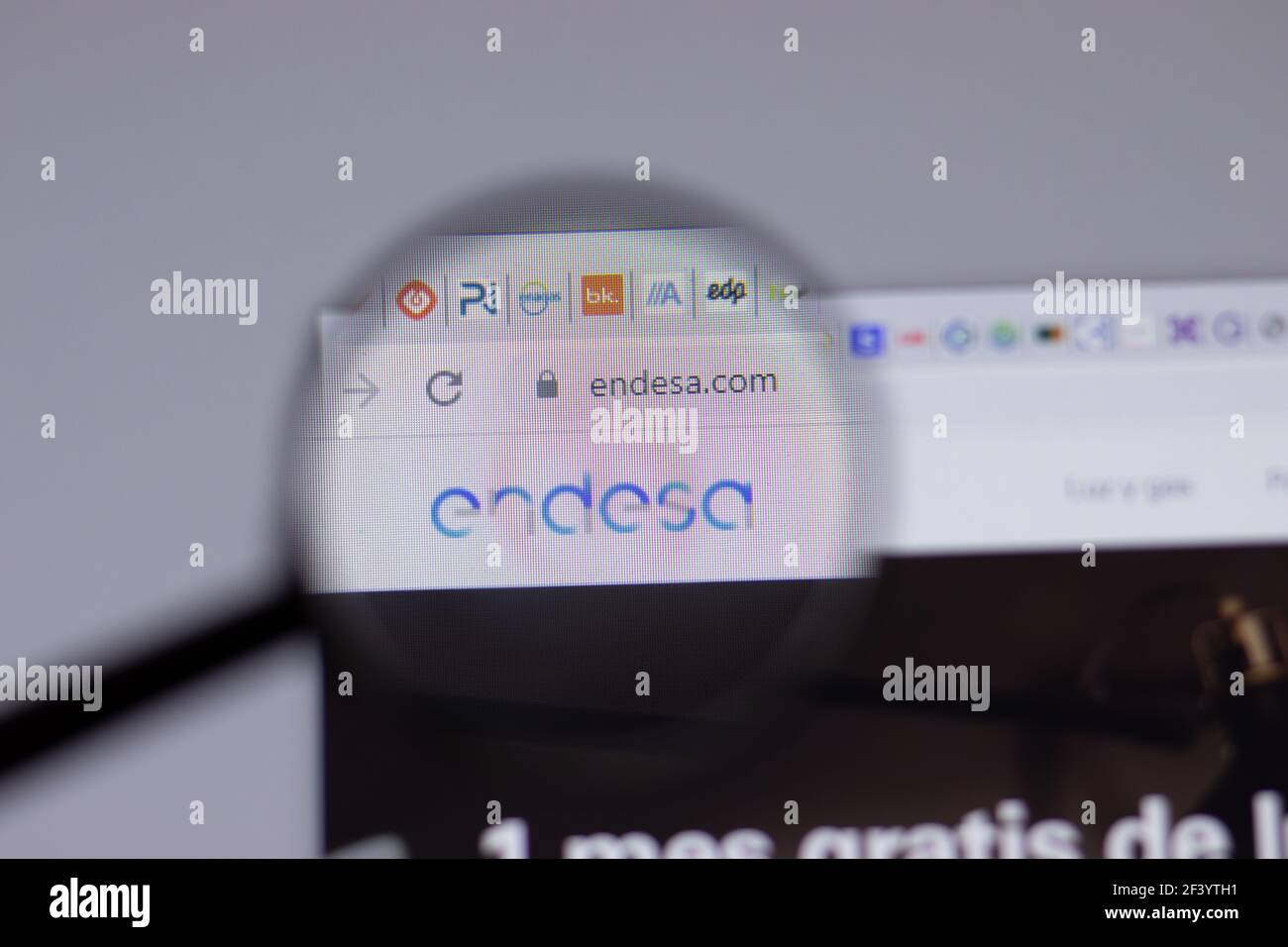 New York, USA - 18 March 2021: Endesa company logo icon on website ...