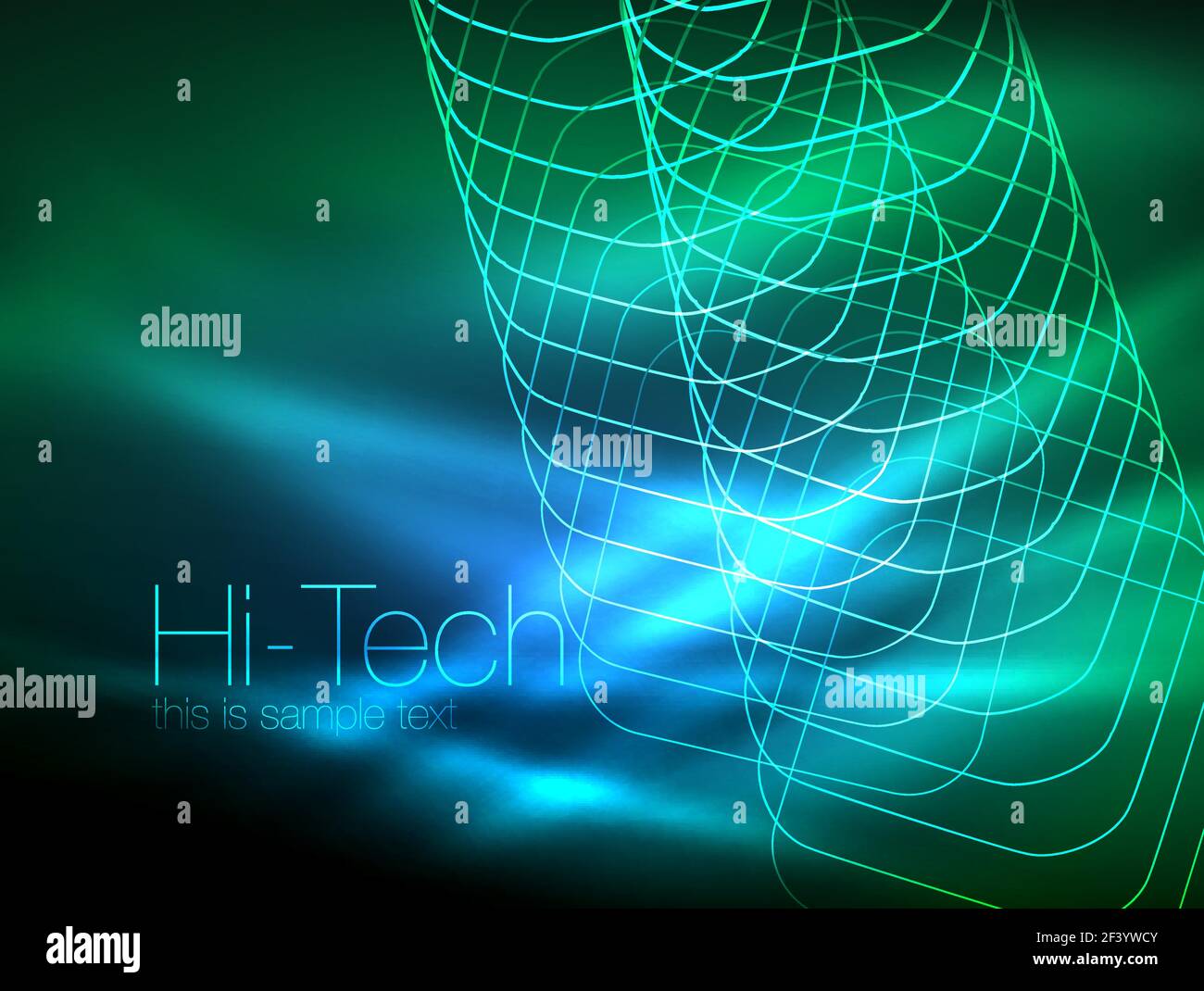 Neon glowing outline squares in dark. Neon glowing outline squares in ...