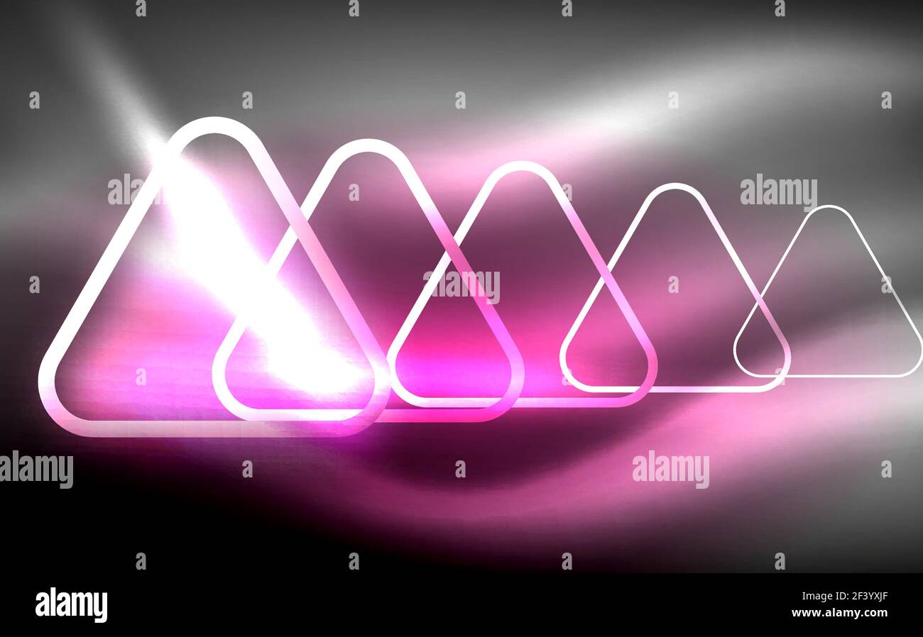 Glowing vector triangle geometric shapes in dark space. Glowing vector ...
