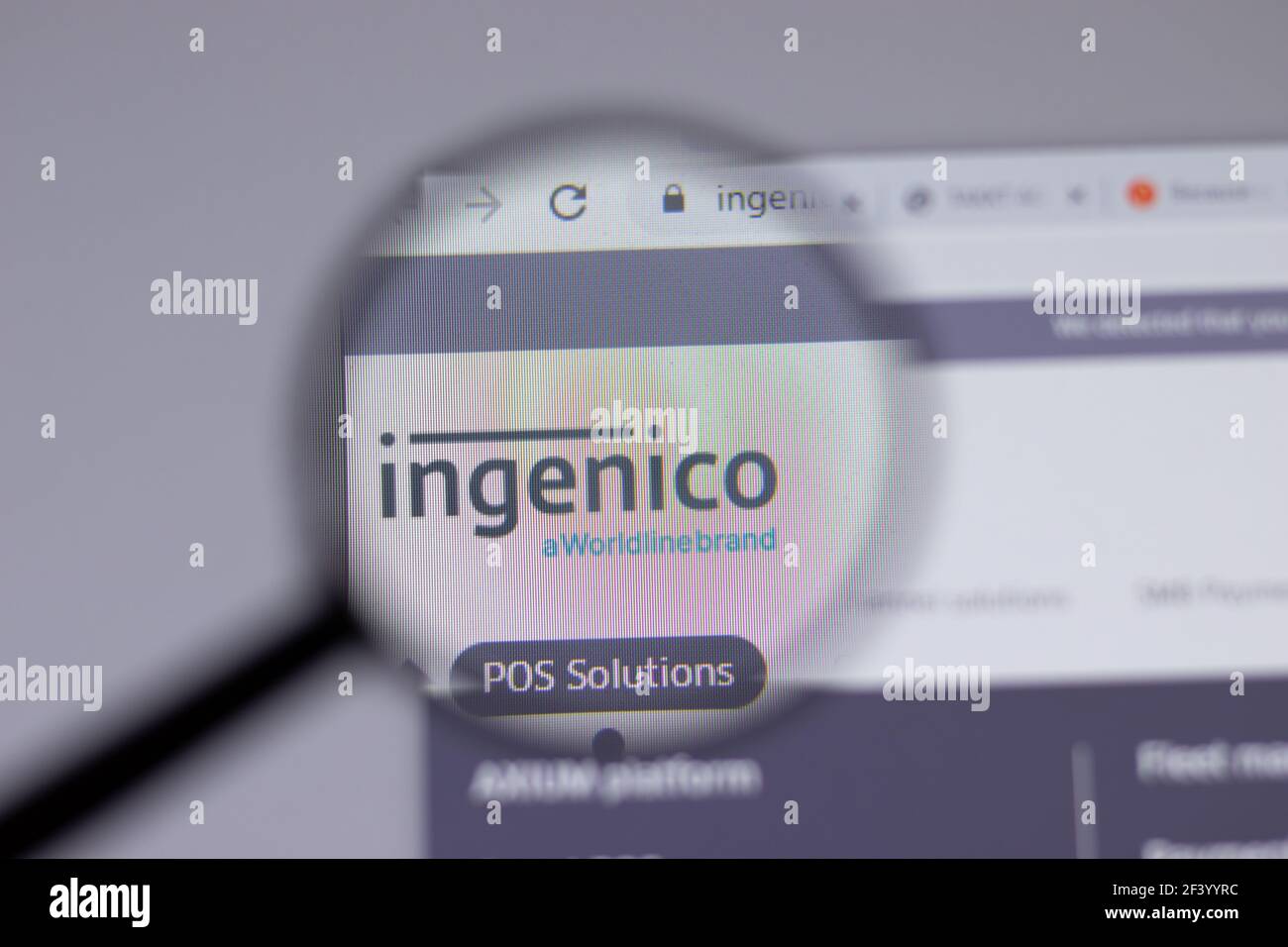 New York, USA - 18 March 2021: Ingenico company logo icon on website ...