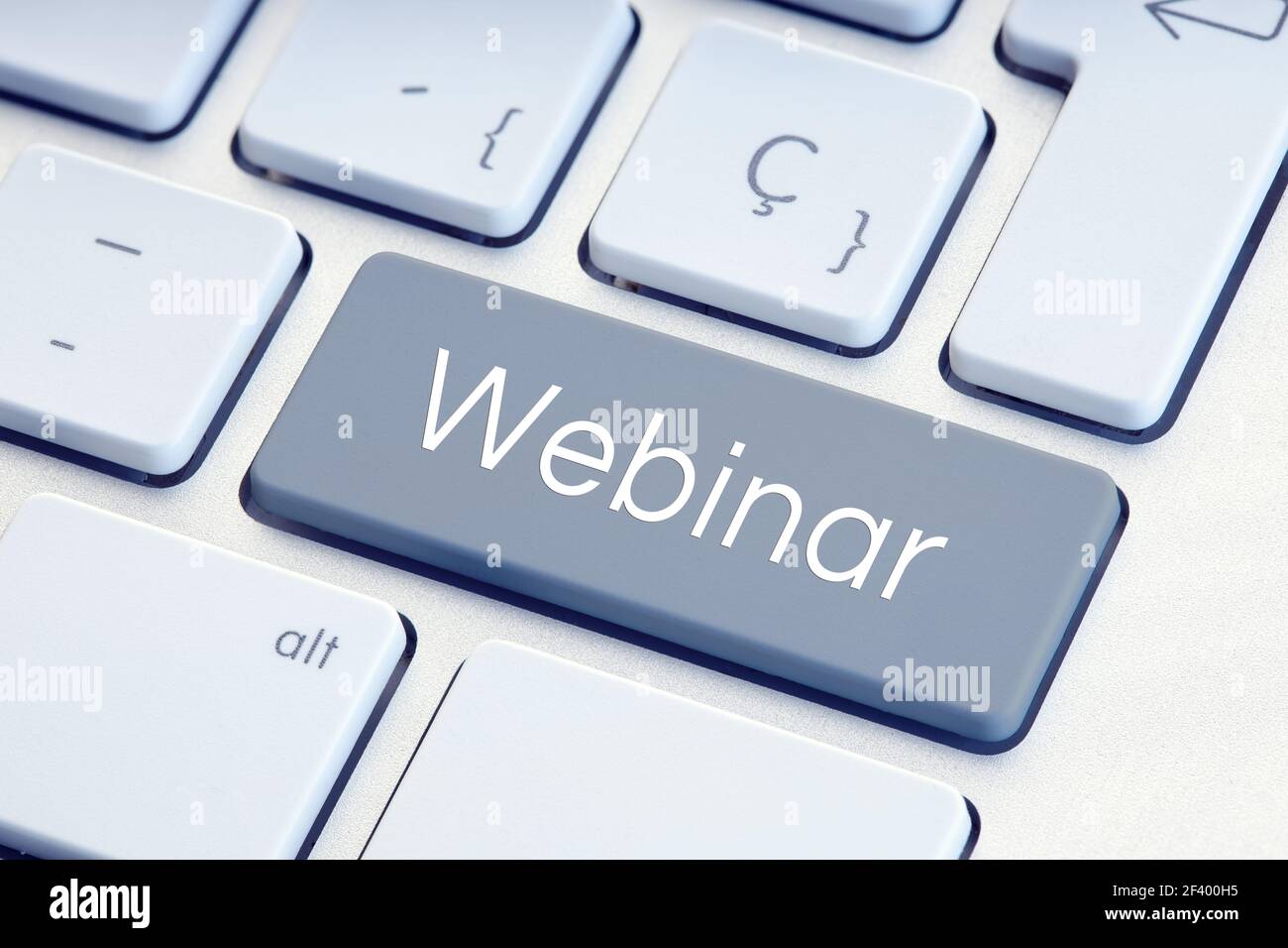 Webinar word on gray computer Keyboard Key Stock Photo - Alamy