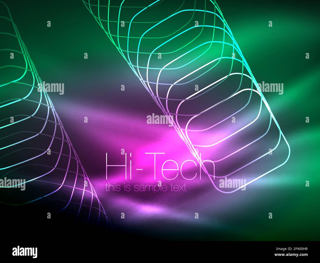 Neon glowing outline squares in dark. Neon glowing outline squares in ...