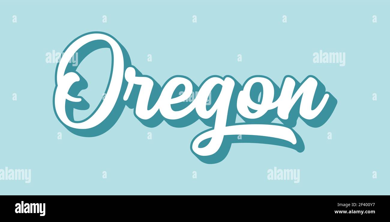 Hand sketched OREGON text. 3D vintage, retro lettering for poster ...