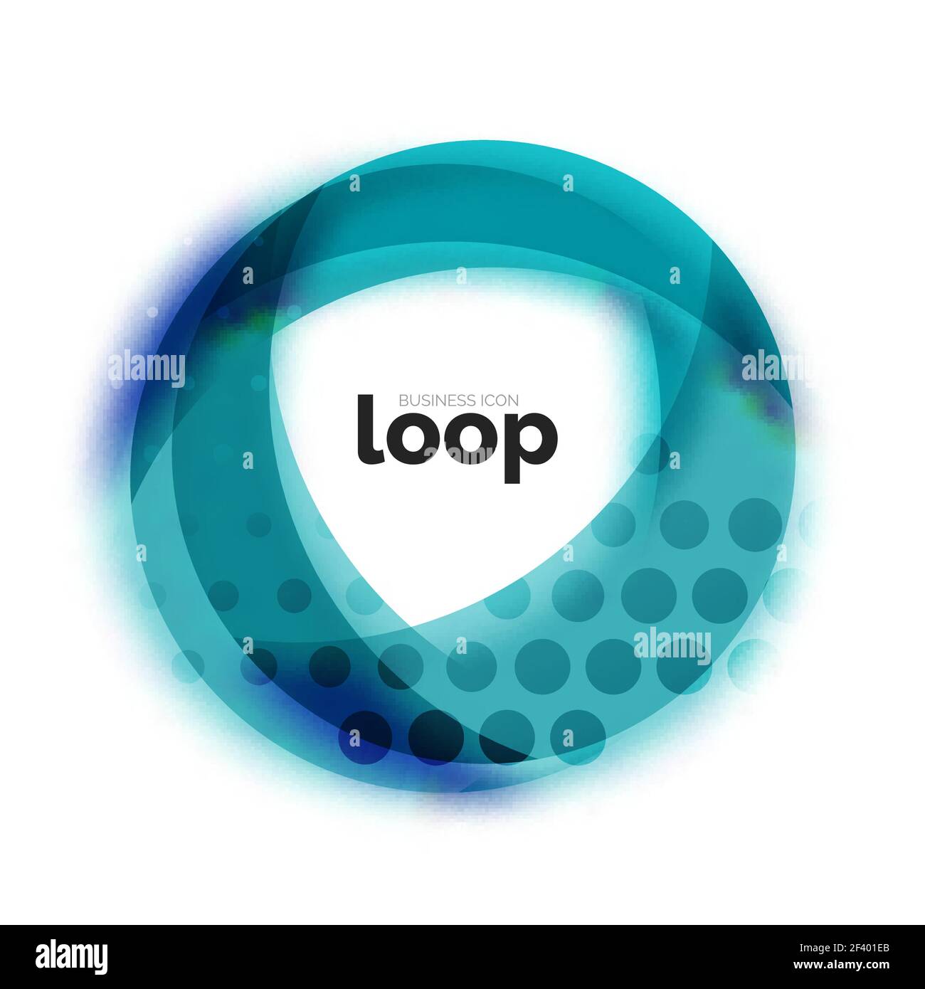 Loop circle business icon, created with glass transparent color shapes ...