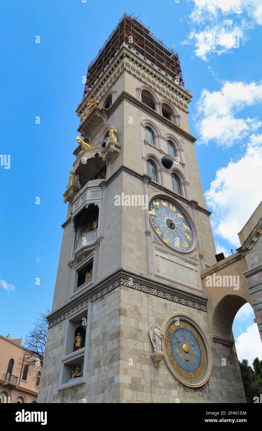 The bell tower of Duomo di Messina, Messina Cathedral, Sicily, Italy ...