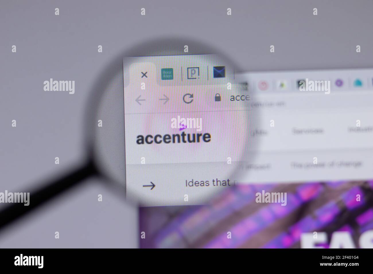 New York, USA - 18 March 2021: Accenture company logo icon on website ...