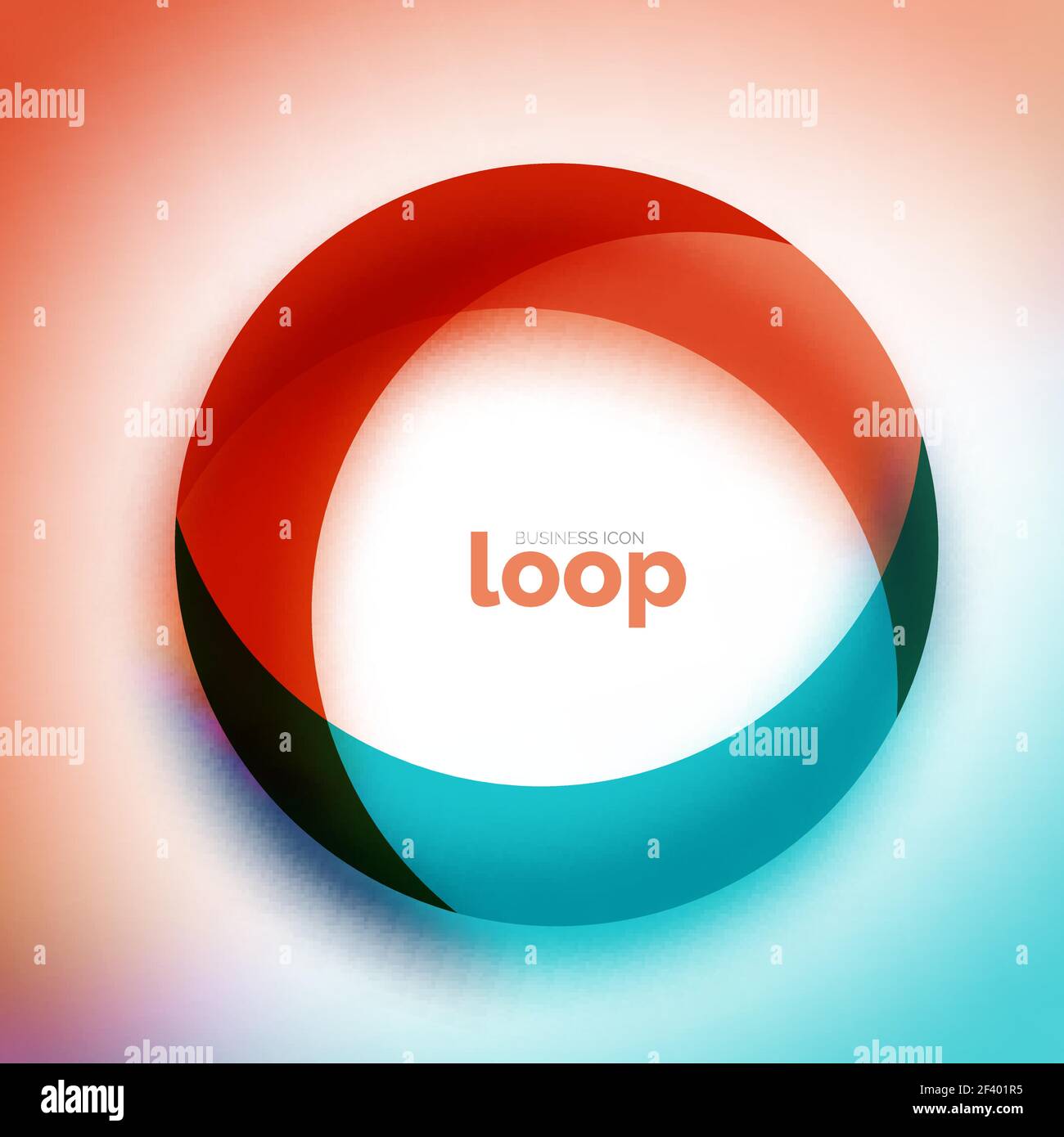 Loop circle business icon, created with glass transparent color shapes ...