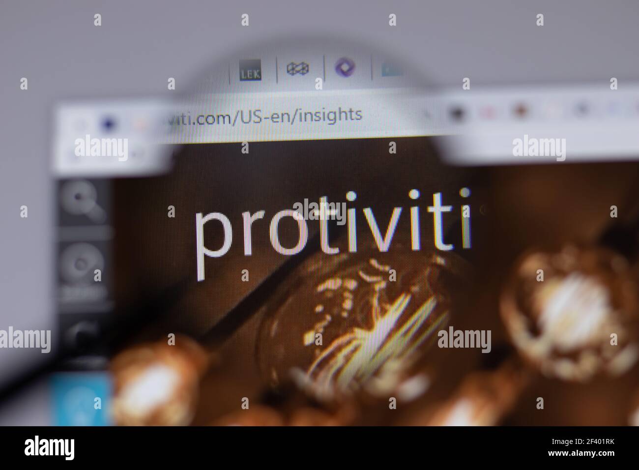 New York, USA - 18 March 2021: Protiviti company logo icon on website ...